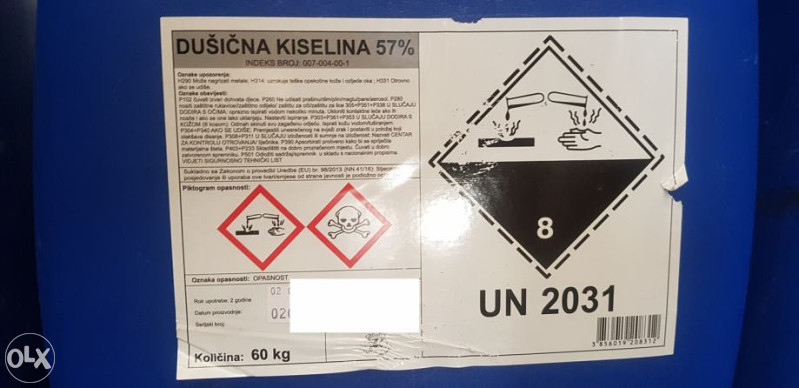Dušična kiselina (HNO3, nitratna kiselina) - 56% - Ostalo - OLX.ba