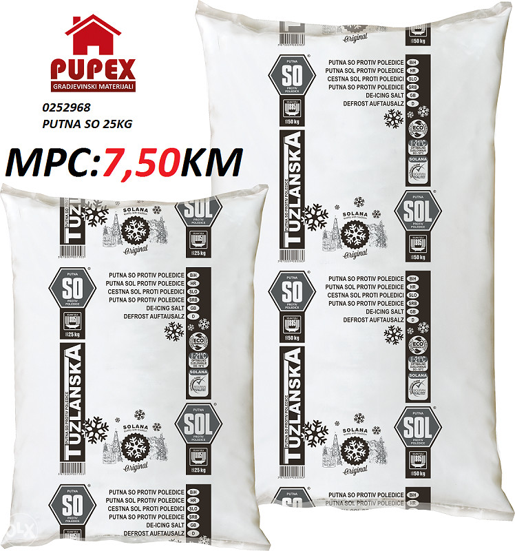 PUTNA SO SOL 25KG PUPEX TUZLA - Ostalo - OLX.ba