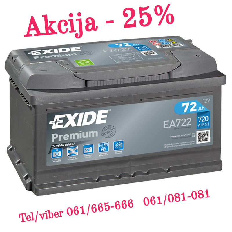 36 mjeseci AKUMULATOR 72AH EXIDE 72 AH 75AH 72 74 - Akumulatori za automobile - OLX.ba