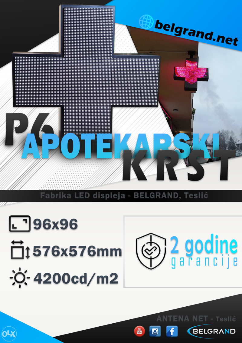 BELGRAND Apotekarski krst LED | apoteka reklama displej - Reklame i ...