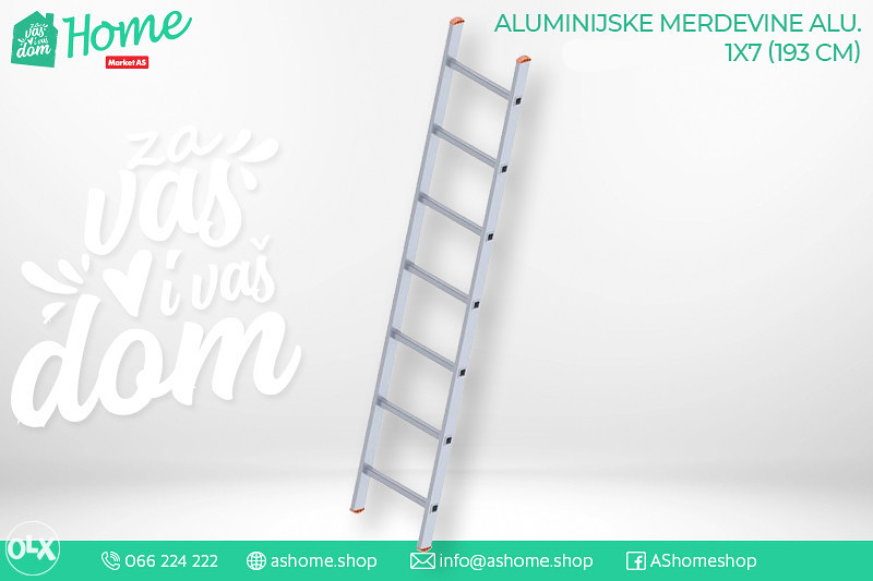 Aluminijske Merdevine alu. jednodijelne 1x7 (193 CM) - Ljestve - OLX.ba