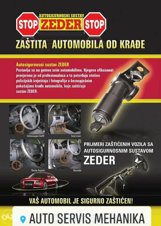 ZEDER Ugradnja zeder lock zastita od krađe auta - Zaštite (sigurnosne ...
