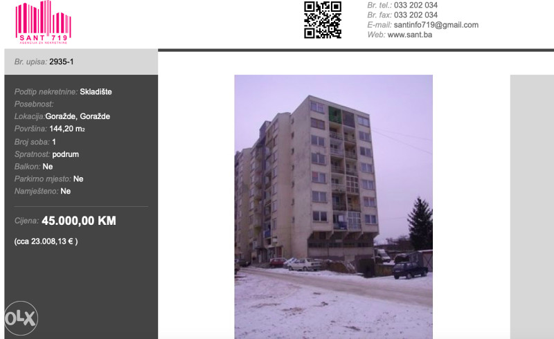 skladišni prostor, Goražde,144 m2 - Poslovni prostori - OLX.ba