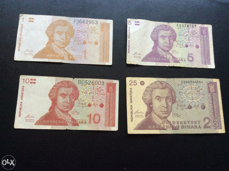Hrvatski Dinar novcanice od 1, 5, 10 i 25 dinara 1991 - Novčanice - OLX.ba