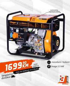 GENERATOR DIZEL 5.5KW AGREGAT ZA STRUJU VILLAGER - Biznis i Industrija ...