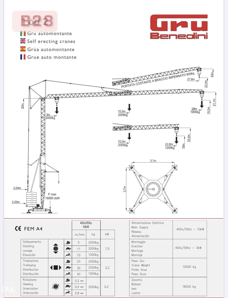 GRADJEVINSKI KRAN BENEDINI b28 - Kranovi i autodizalice - OLX.ba