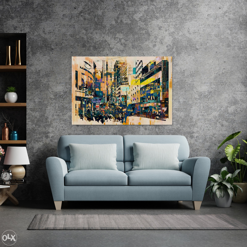 Canvas slika - Apstrakcija, Ilustracija grada - Canvas slike - OLX.ba