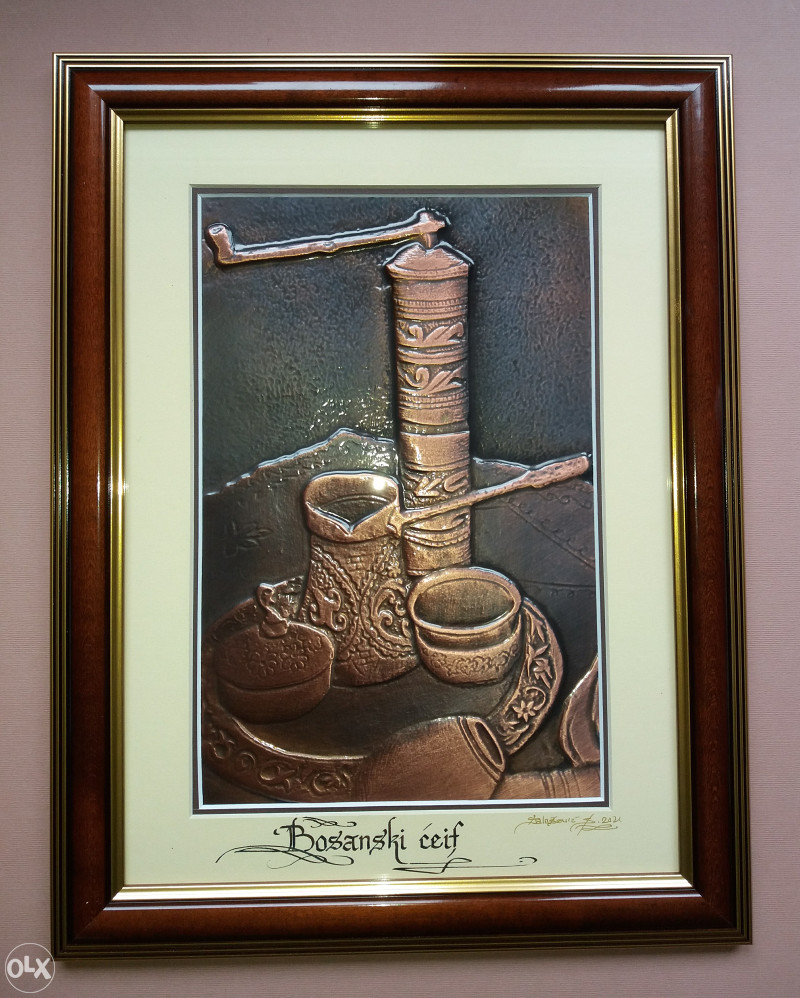 Bakrorez zidna slika Bosanski etno motiv - Umjetničke slike - OLX.ba