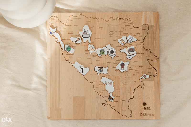 Mapa "Gradovi Bosne i Hercegovine kroz asocijacije" - Puzzle - OLX.ba