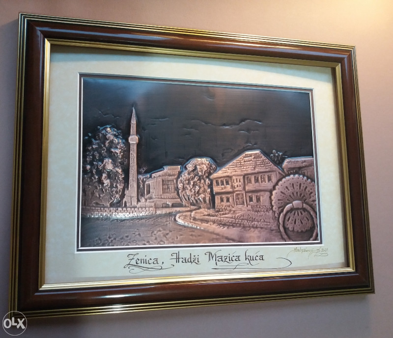 Bakrorez slika zidna Zenica Hadži Mazića kuća - Umjetničke slike - OLX.ba