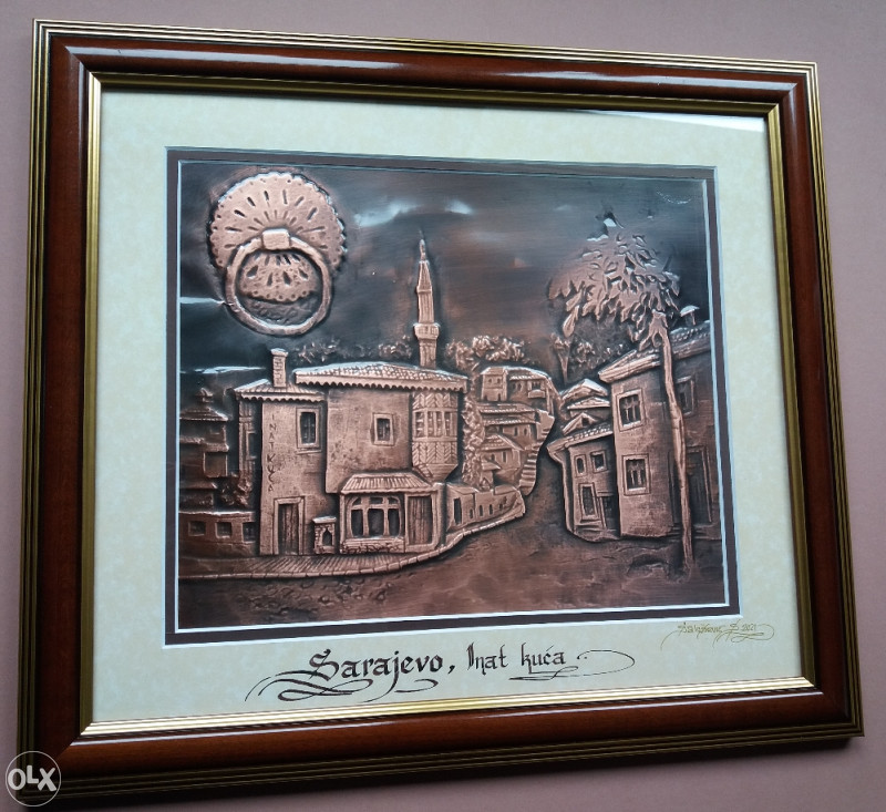 Bakrorez slika zidna Sarajevo Inat kuća - Umjetničke slike - OLX.ba