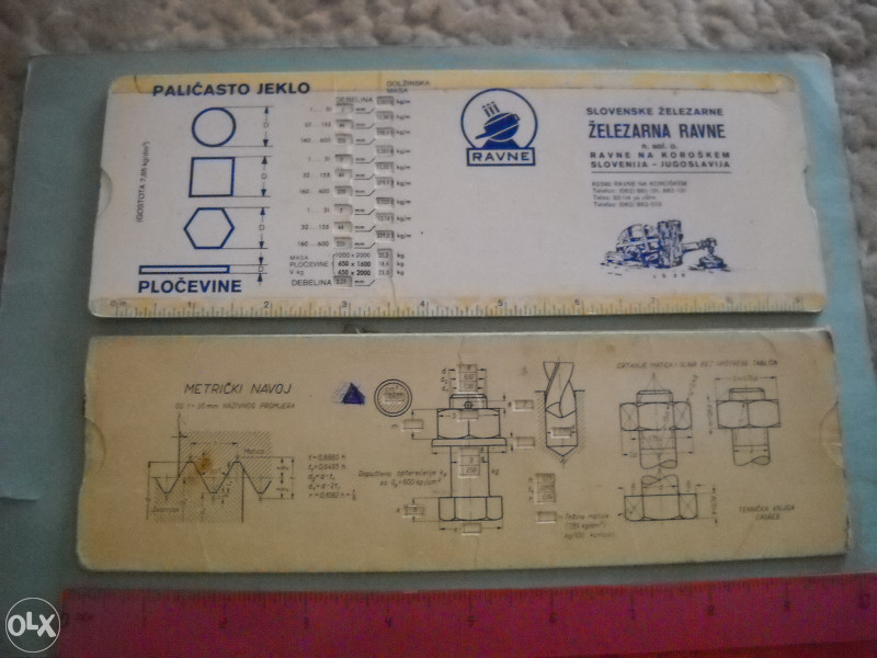 Tablica izračuna za metrički navoj i pločastog čelika - Priručnici - OLX.ba