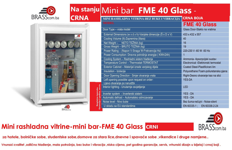 AKCIJA - Mini bar-mini frižider -FME 40 Glass- crni - Rashladne vitrine ...