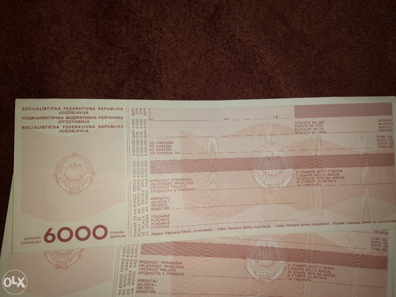 Cekovi SFRJ - Knjige i dokumenti - OLX.ba