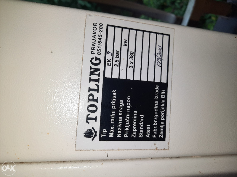 Elktro kotao 'TOPLING' 9kw - Termometri (industrijski) - OLX.ba