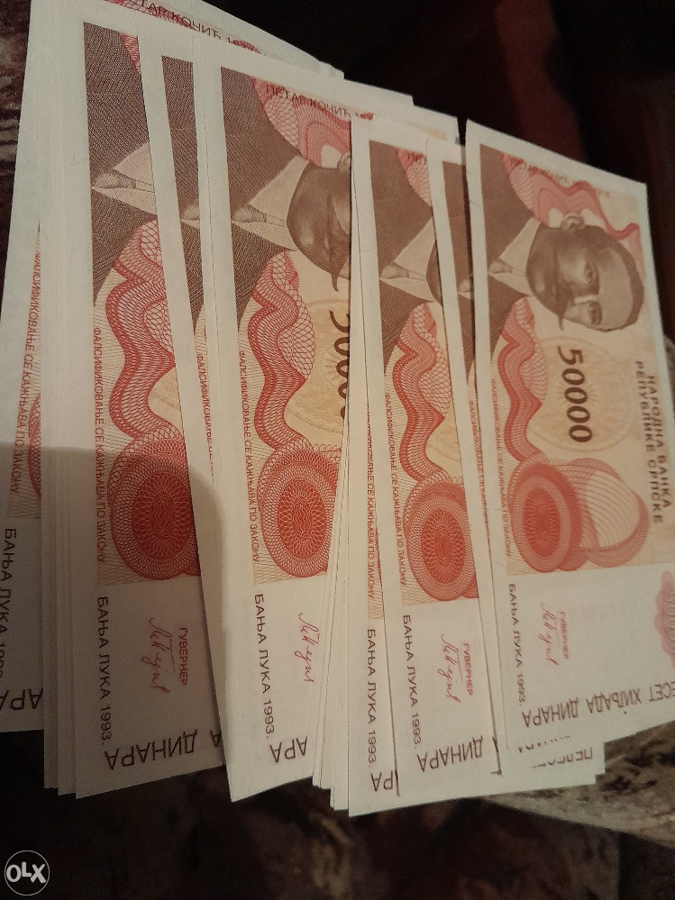 50 000 dinara 23 komada brojevi u nizu - Novčanice - OLX.ba