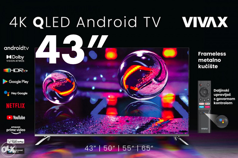 Vivax QLED 43" ANDROID 43Q10C 4K Smart WiFi UltraHD TV - LED LCD - OLX.ba