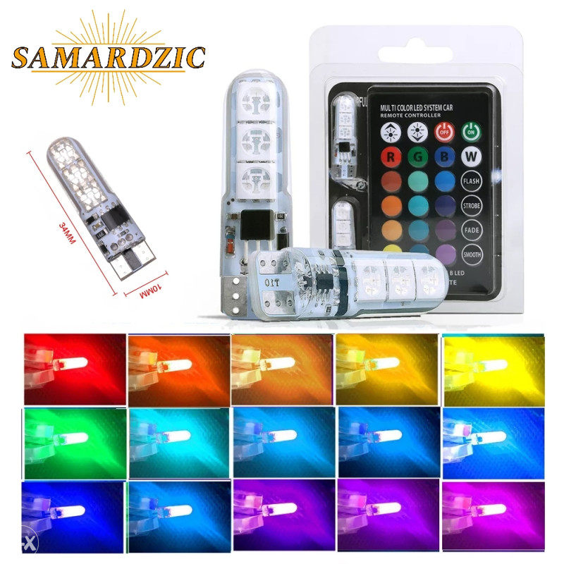 LED RGB w5w T10 sijalice sa daljinskim 16 boja + blic - Sijalice - OLX.ba