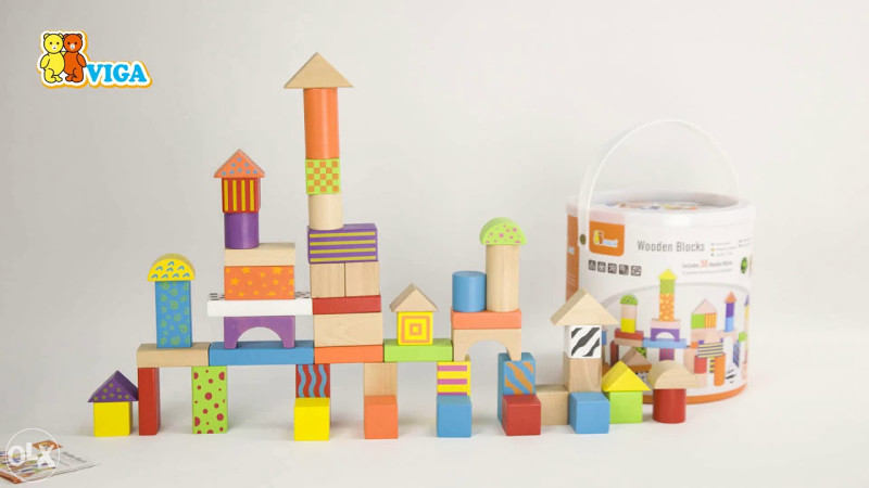 Viga drvene kocke kockice slagalice za djecu 50 kom. - Montesori za ...