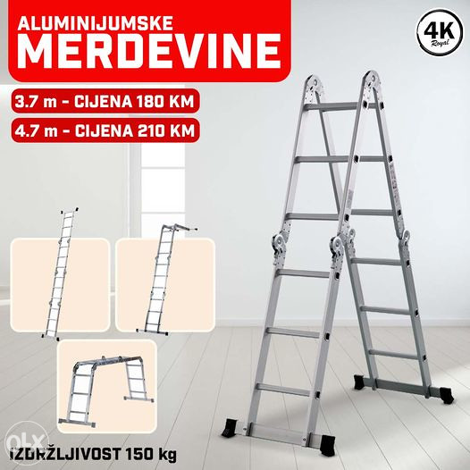 SKLOPIVE ALUMINIJUMSKE MERDEVINE NOSIVOSTI 150 kg - Ljestve - OLX.ba