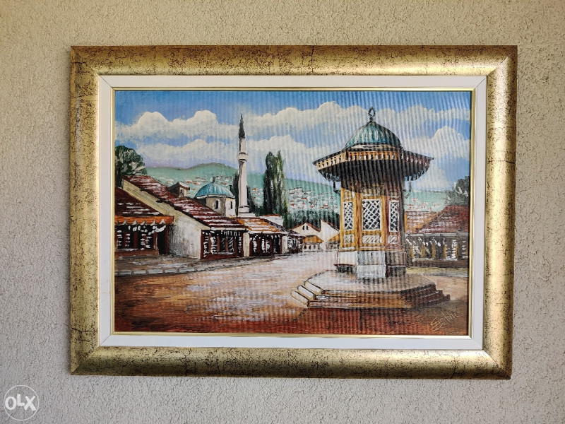 Umjetnicka slika Sebilj Bascarsija Sarajevo 80x60cm - Umjetničke slike - OLX.ba