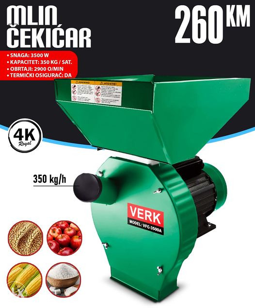 Mlin čekićar za žito , šećer ili jabuku - 3.5 kW - Mlinovi, Krunjači i Prekrupači - OLX.ba