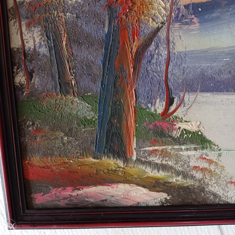 Umjetnička slika tempera pejzaž planina snijeg - Umjetničke slike - OLX.ba