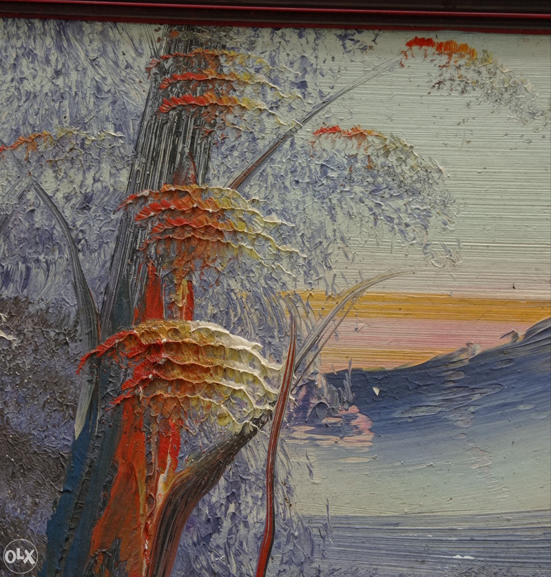 Umjetnička slika tempera pejzaž planina snijeg - Umjetničke slike - OLX.ba