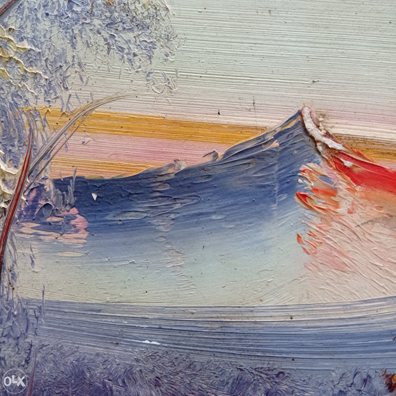Umjetnička slika tempera pejzaž planina snijeg - Umjetničke slike - OLX.ba