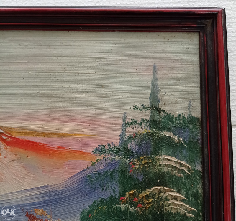 Umjetnička slika tempera pejzaž planina snijeg - Umjetničke slike - OLX.ba