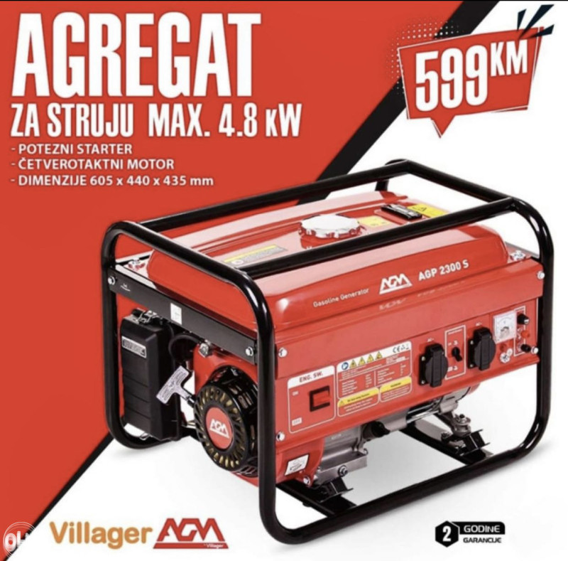 Agregat za struju Villager 4,8KW 2g GARANCIJA! - Elektromotori i ...
