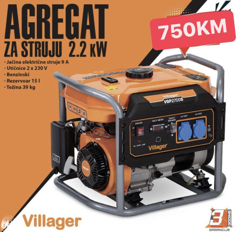 Agregat za struju Villager 2,2kW - Elektromotori i agregati - OLX.ba