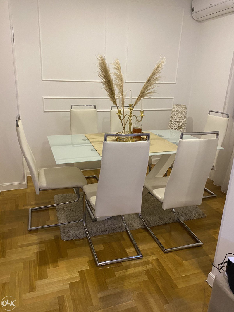 Moderan trpezarijski stol + 6 stolica - Trpezarijski stolovi - OLX.ba