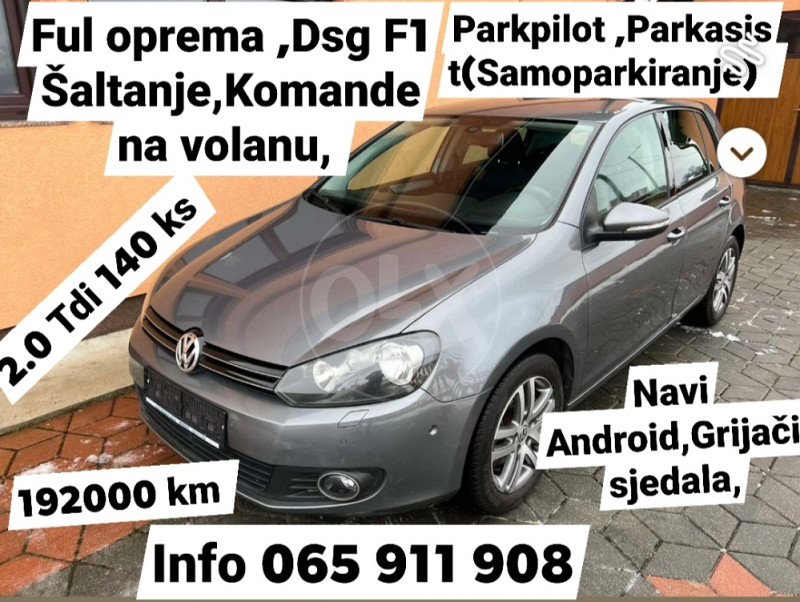 VW,GOLF 6,2.0 TDI,103 KW,DSG,PARK PILOT,ALU,KOMANDE,F1 - Automobili - OLX.ba